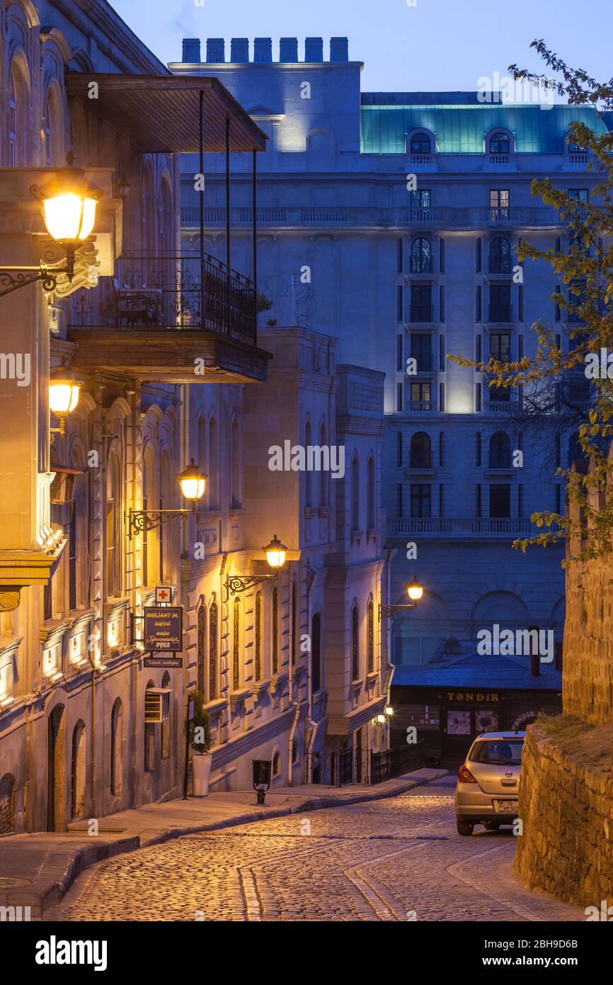 Azerbaijan, Baku, Old City, traditional architecture, dawn Stock Photo ...