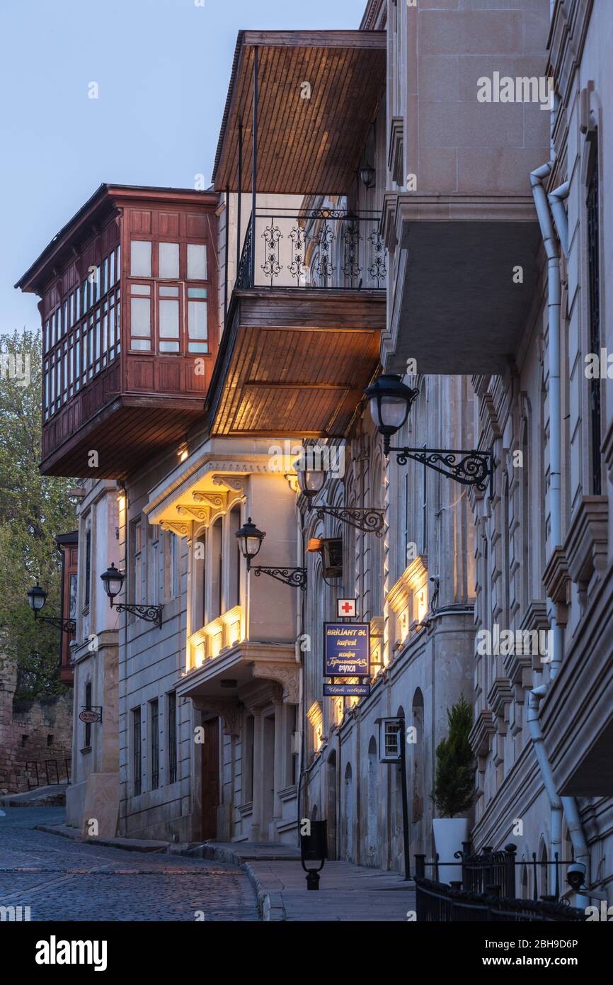 Azerbaijan, Baku, Old City, traditional architecture, dawn Stock Photo ...