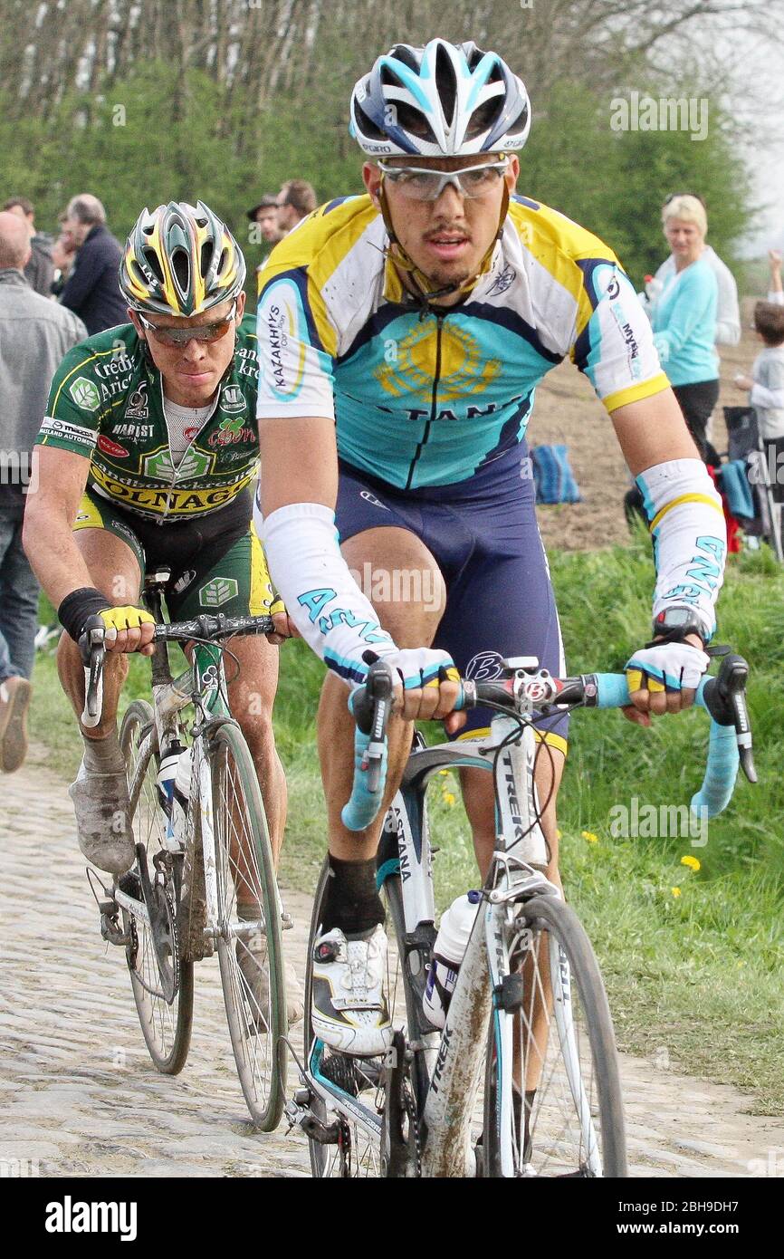 Steve Morabito of Astana during the Paris Roubaix 2009, cycling race ...