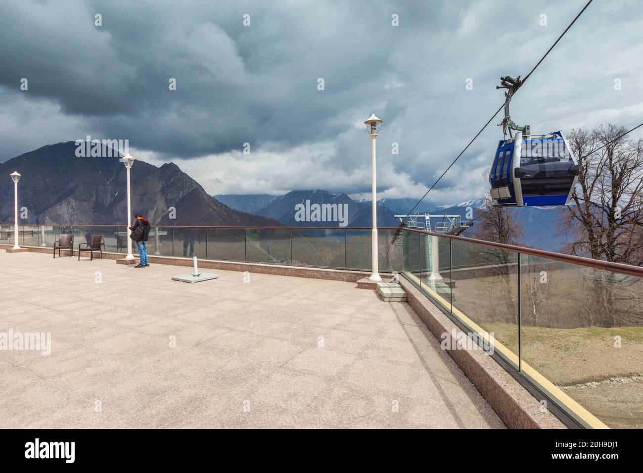 Azerbaijan, Qabala, Gabala, Tufandag Ropeway, cable car station and ...