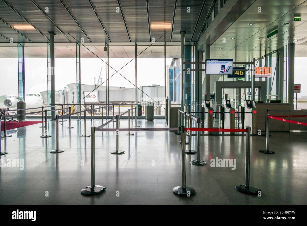 France, Paris, Chares DeGaulle Airport, Aerogare 2, Terminal E, flight ...