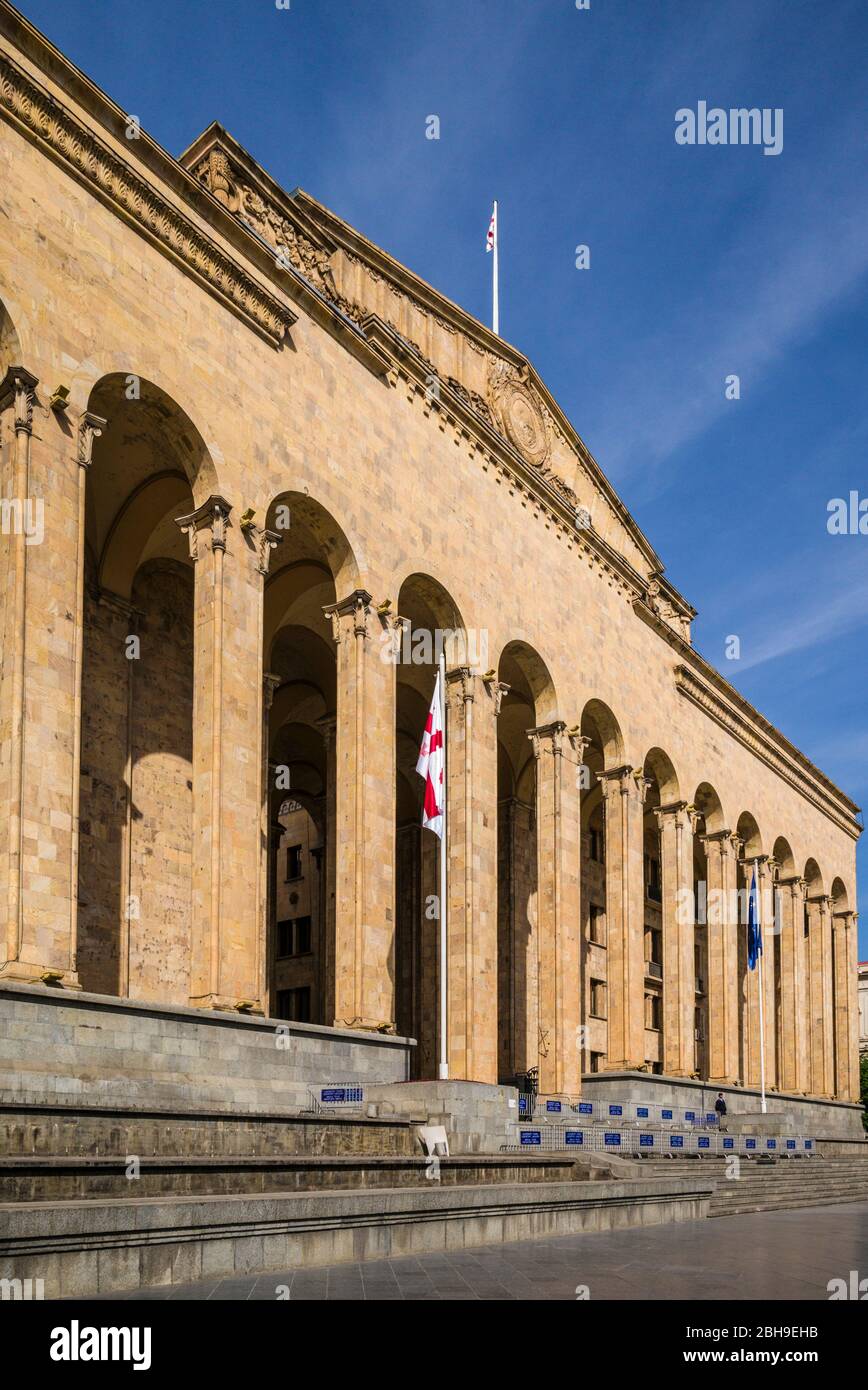 Georgia, Tbilisi, Rustaveli Avenue, Parliament Building, exterior Stock ...
