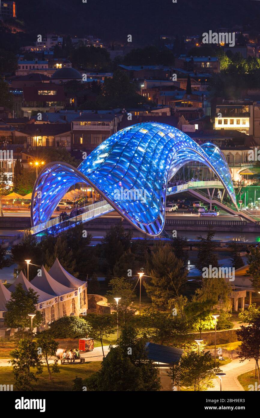 Georgia, Tbilisi, Peace Bridge, dusk Stock Photo - Alamy