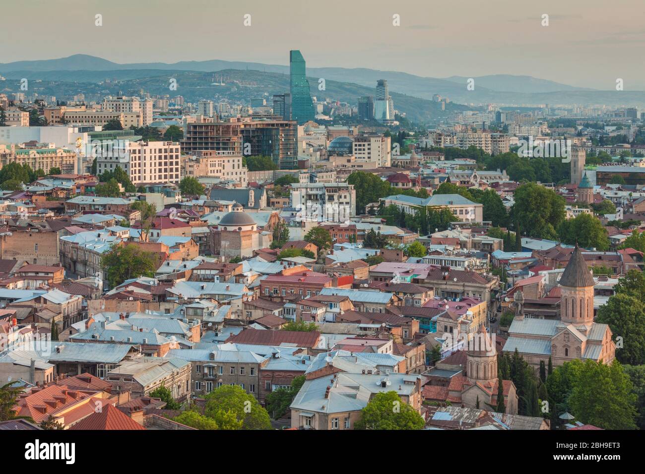 Georgia, Tbilisi, high angle city skyline, sunrise Stock Photo - Alamy