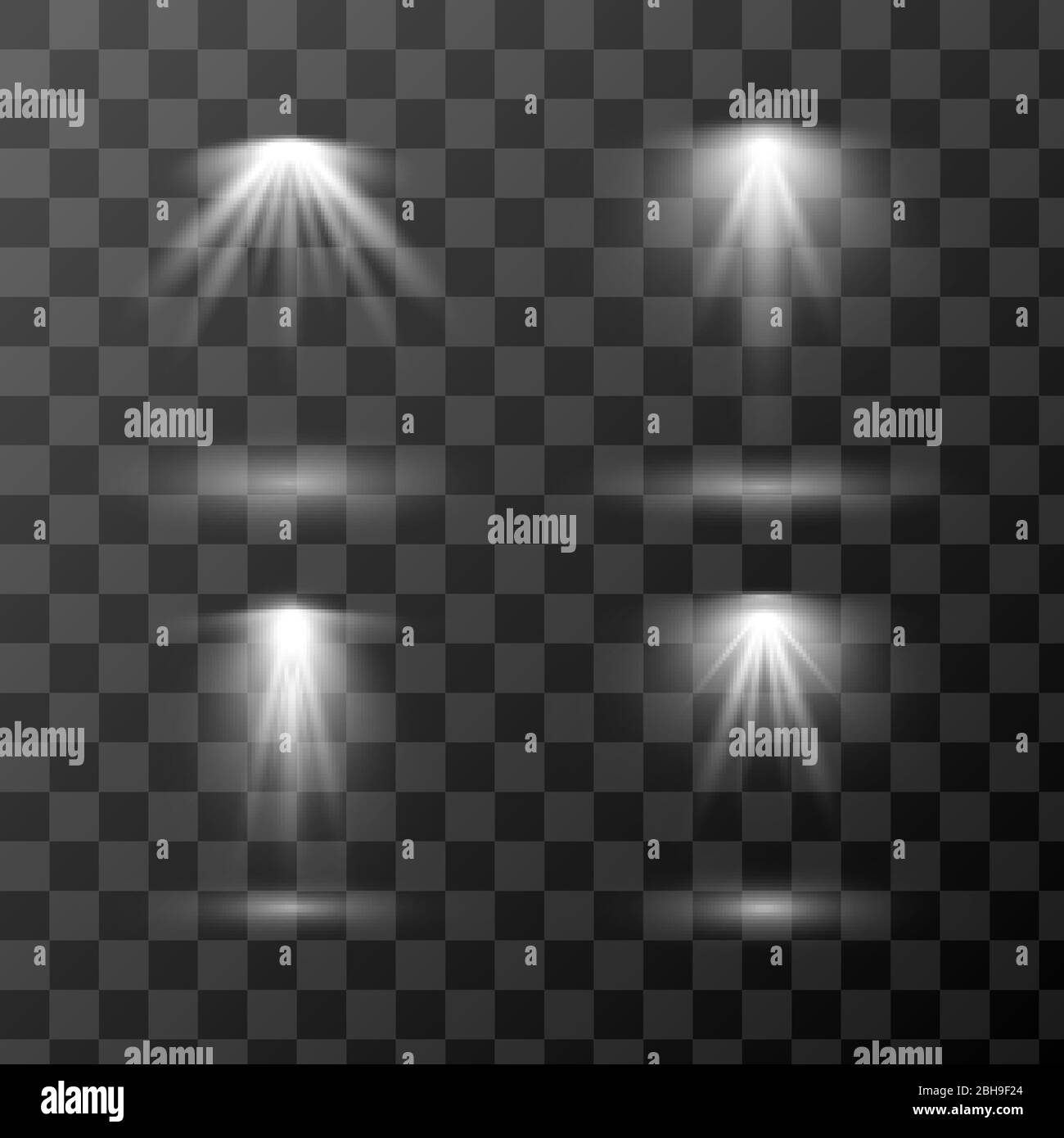 Vector set of different light sources isolated on transparent ...