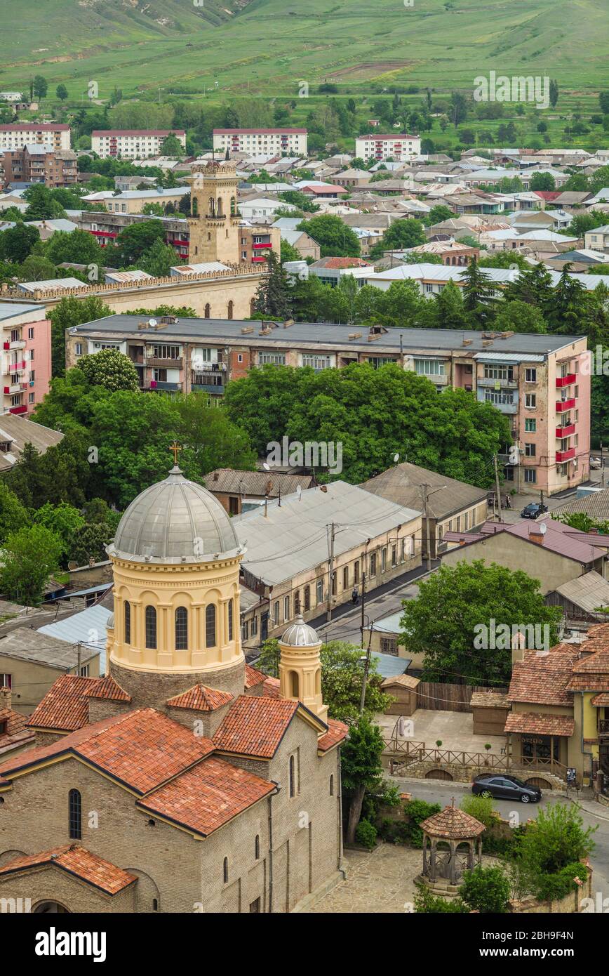 Elevated town view from gori fortress with stalin museum hi-res stock ...