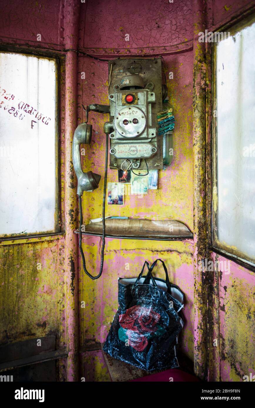 Mining town cable car interior telephone hi-res stock photography and ...