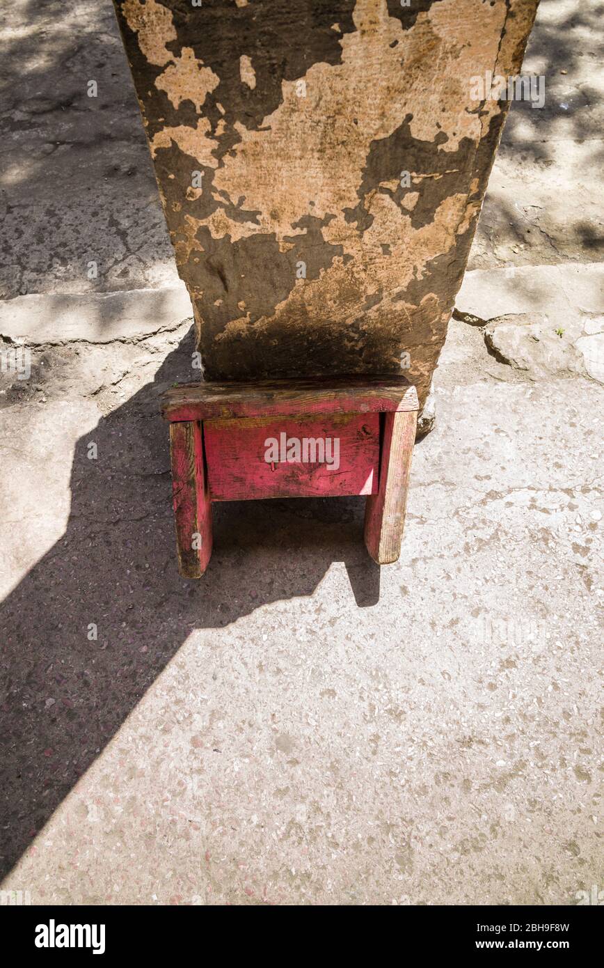 Georgia, Chiatura, mining town cable car station, bench Stock Photo - Alamy