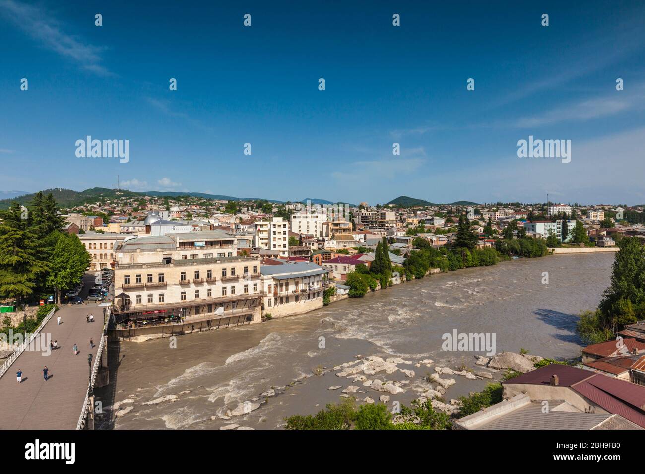 Georgia, Kutaisi, elevated city skyline along the Rioni River Stock ...