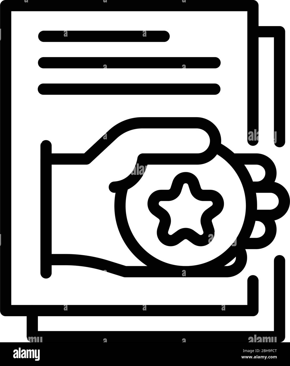 Document hand with a star icon, outline style Stock Vector Image & Art ...