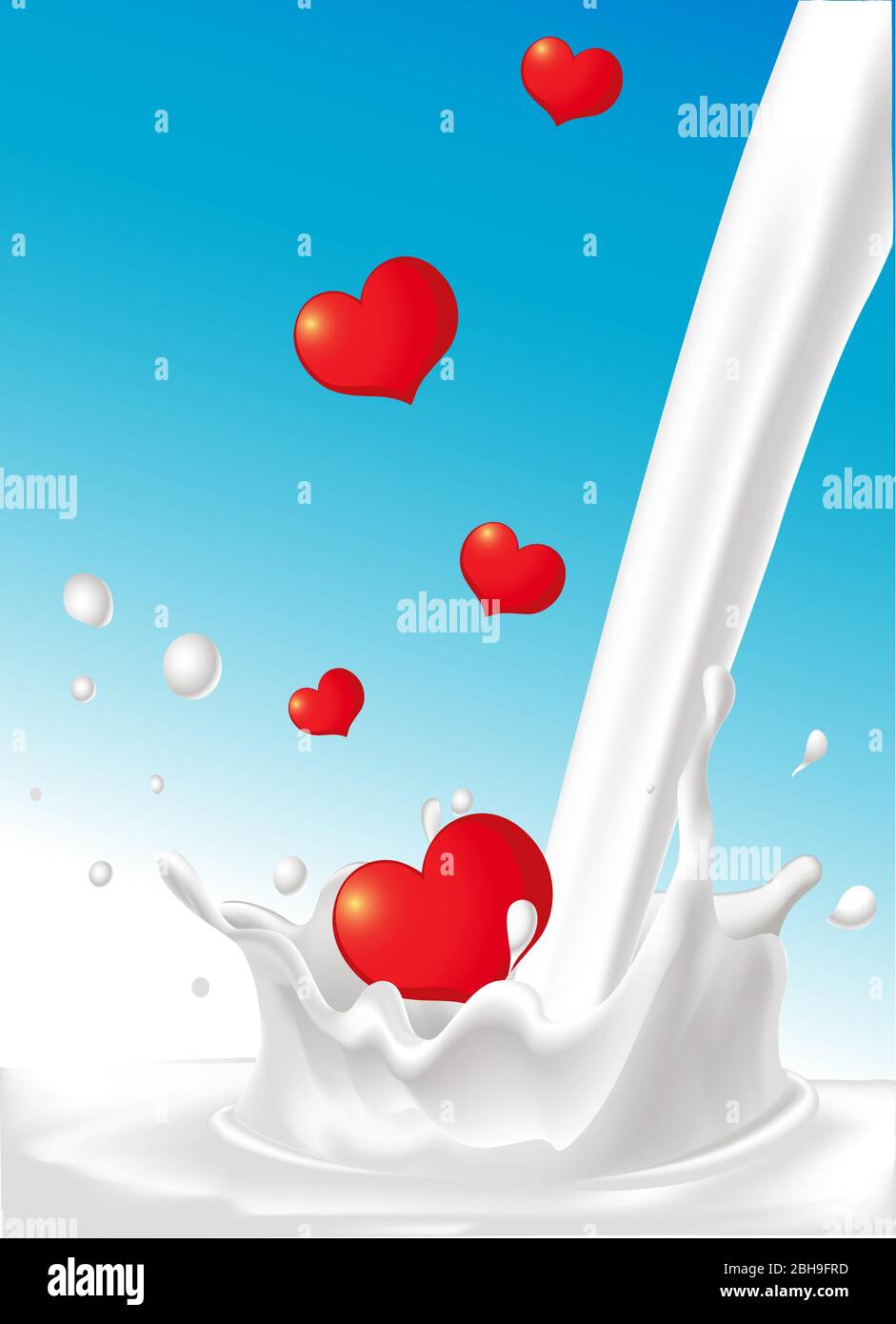 milk splash pour milk falling heart design - love vector illustration ...