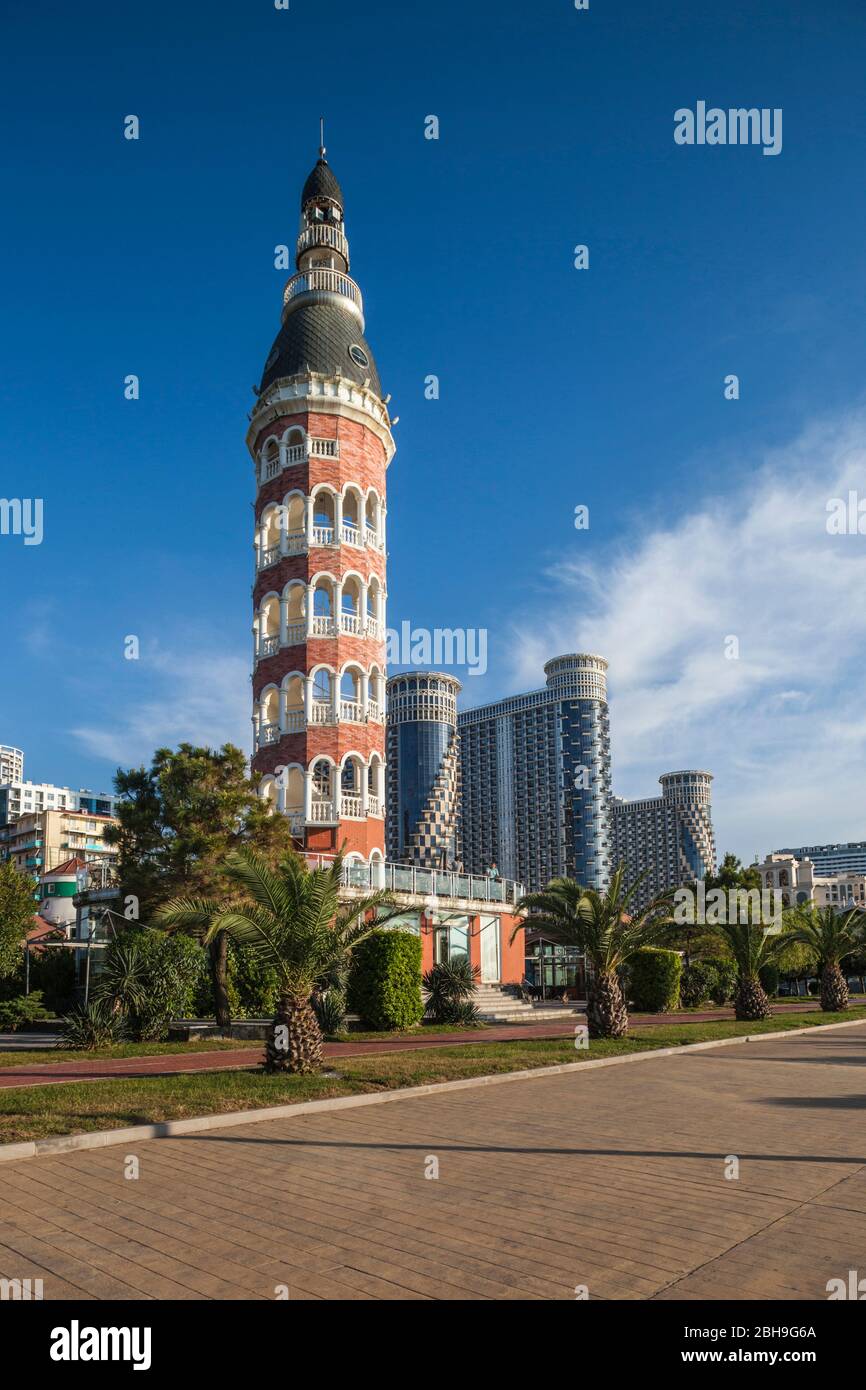 Georgia, Batumi, Batumi Boulevard, seaside promenade, Koshki Tower ...