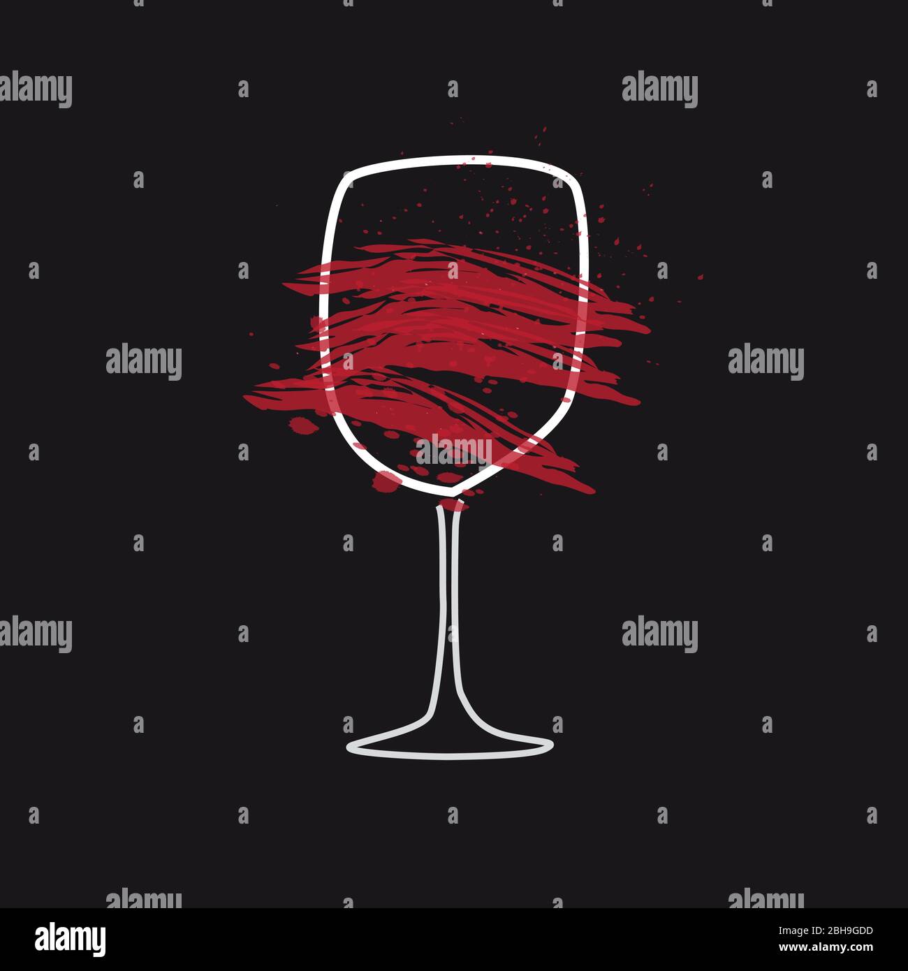 Vector abstract glass of wine, drawing with lines Stock Vector Image ...