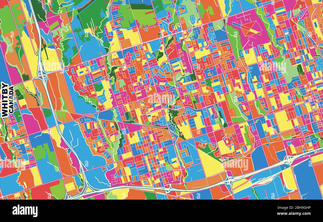 Colorful vector map of Whitby, Ontario, Canada. Art Map template for ...