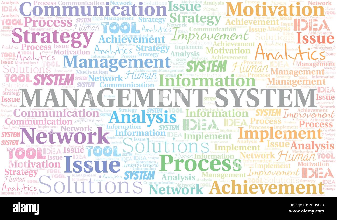 Management System typography vector word cloud. Wordcloud collage made ...