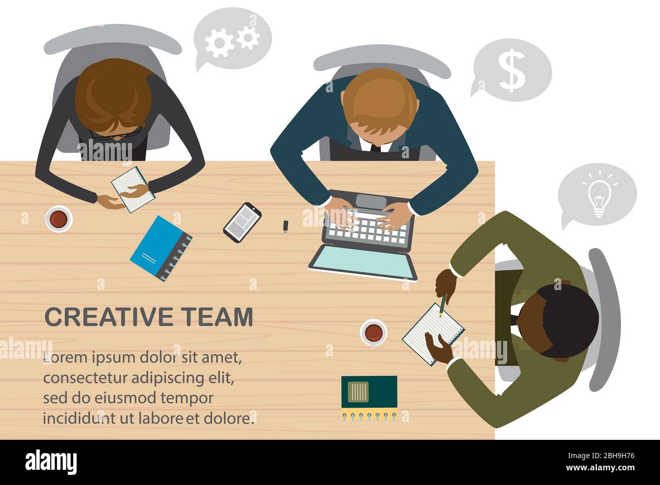Business people sit at the table, team work, top view,place for text ...