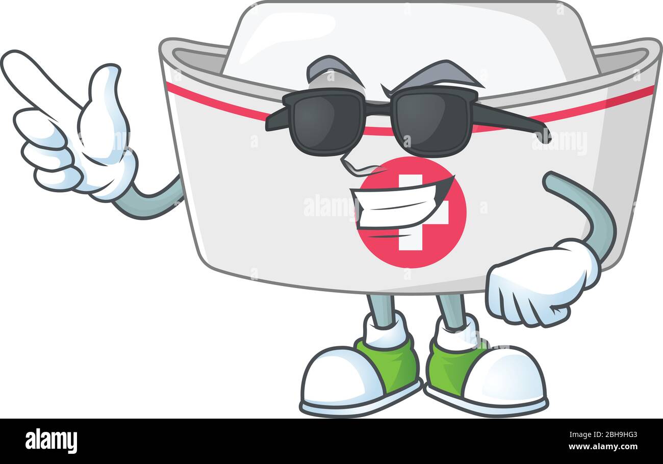 Super cute nurse hat cartoon character wearing black glasses Stock ...