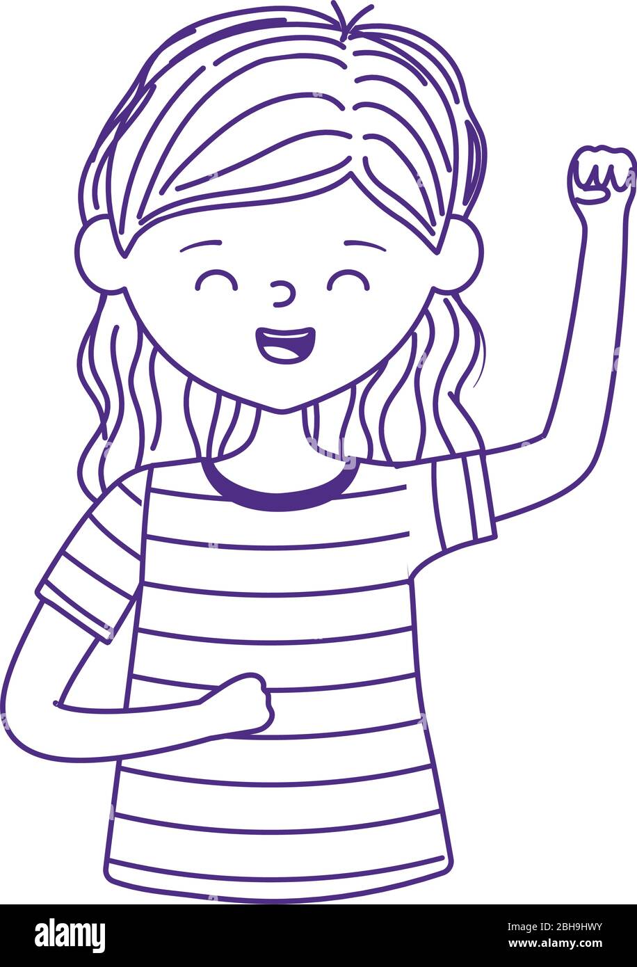 young woman waving hand character cartoon isolated icon white ...