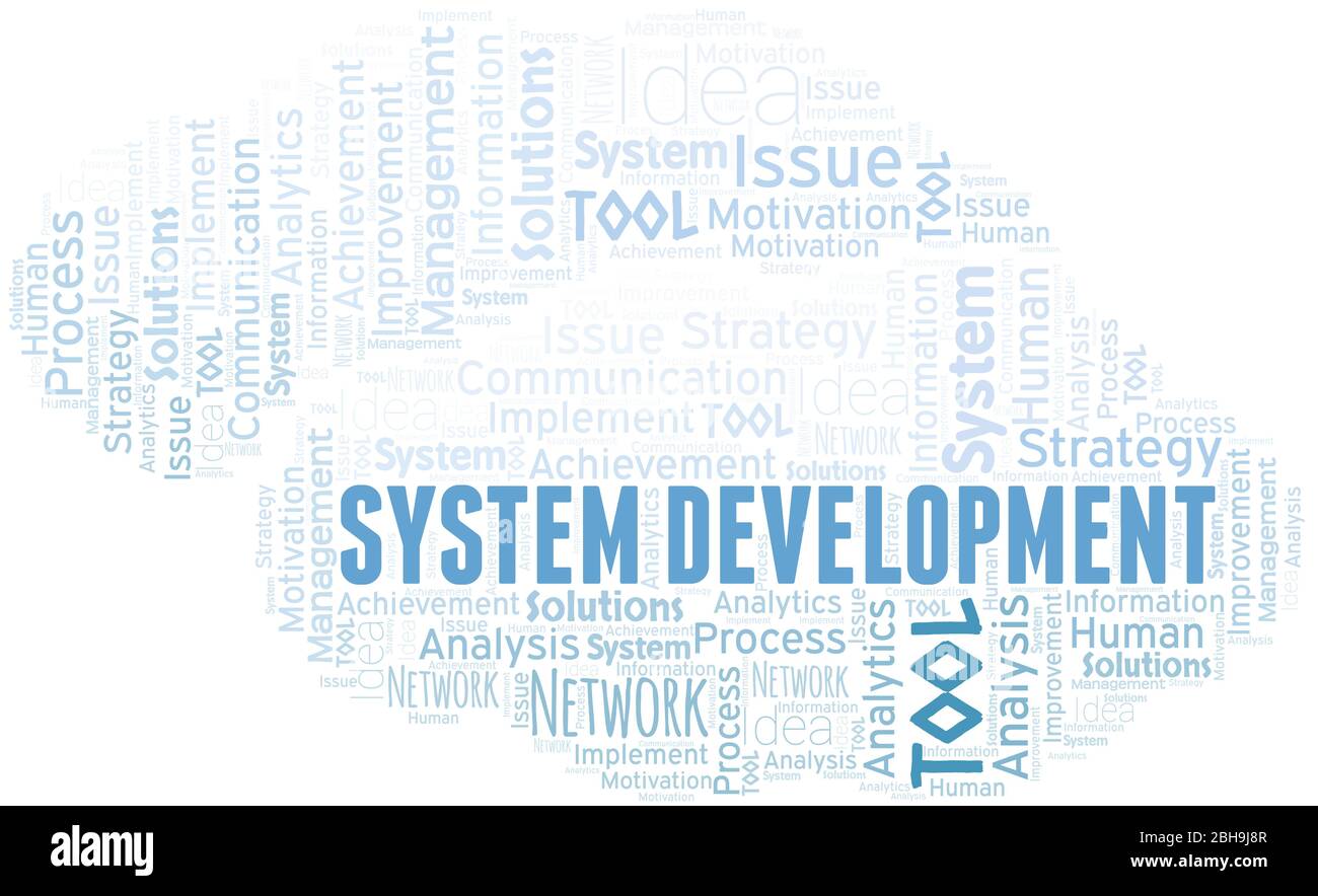 System Development typography vector word cloud. Wordcloud collage made ...