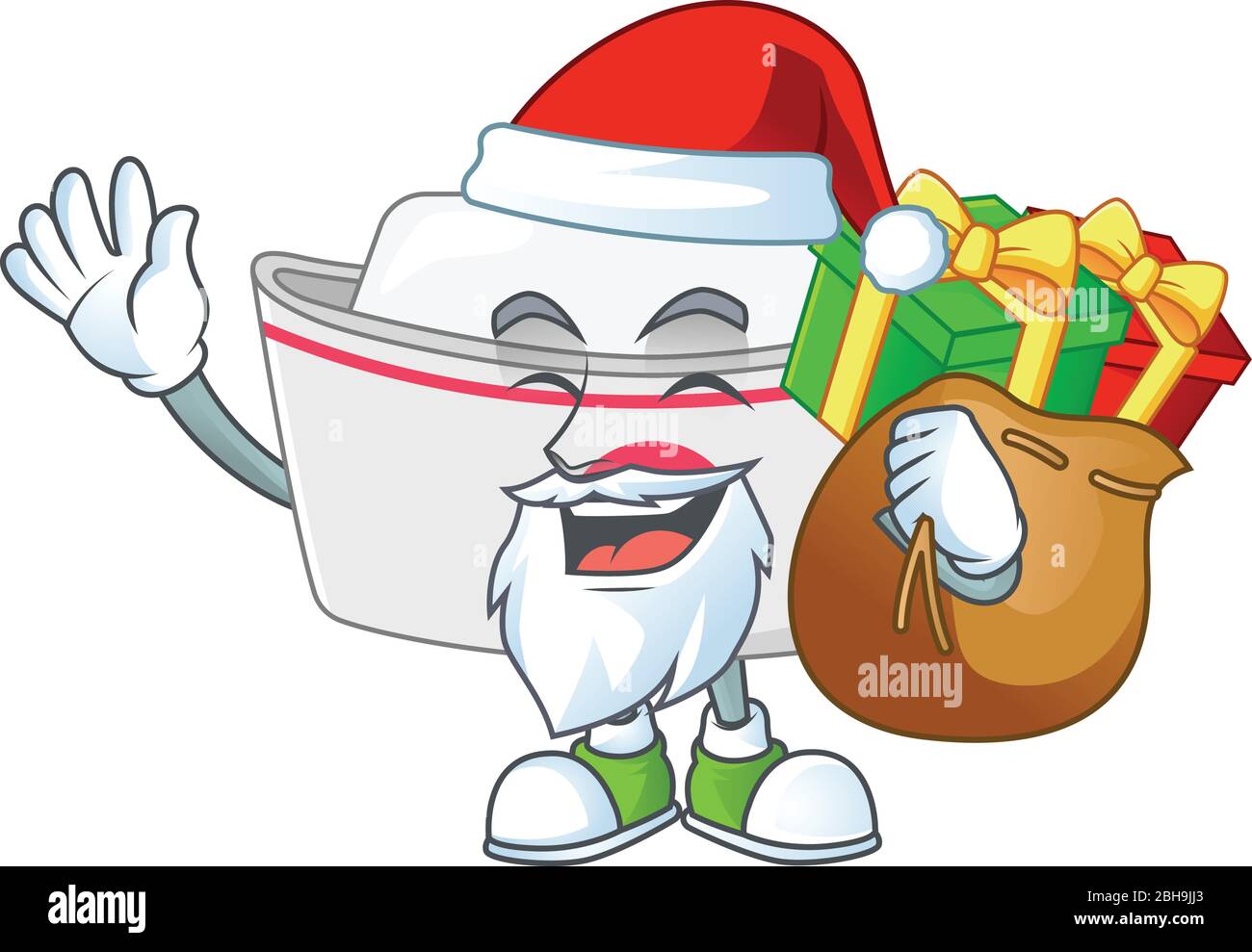 Santa nurse hat Cartoon character design with sacks of gifts Stock ...