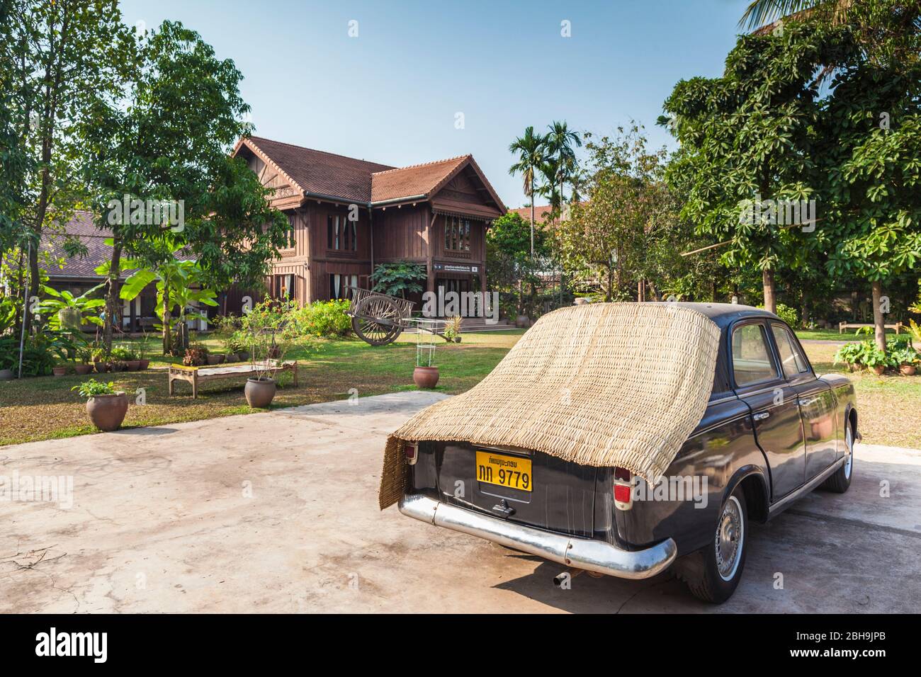 Laos, Vientiane, Lao Textile Museum, exterior with 1960s-era French ...