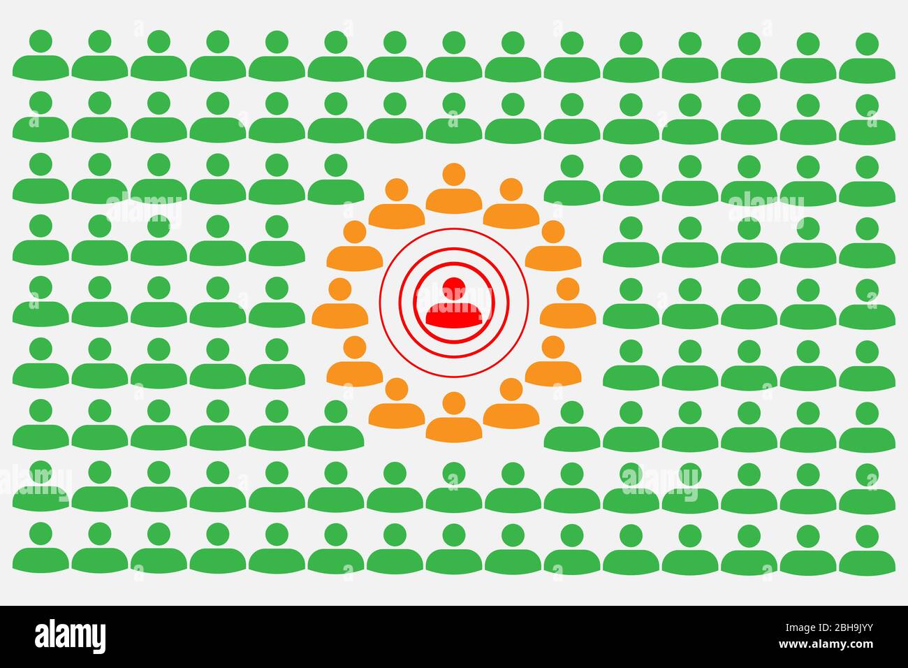 Crowd with people silhouette symbols concept with Covid-19 contact ...