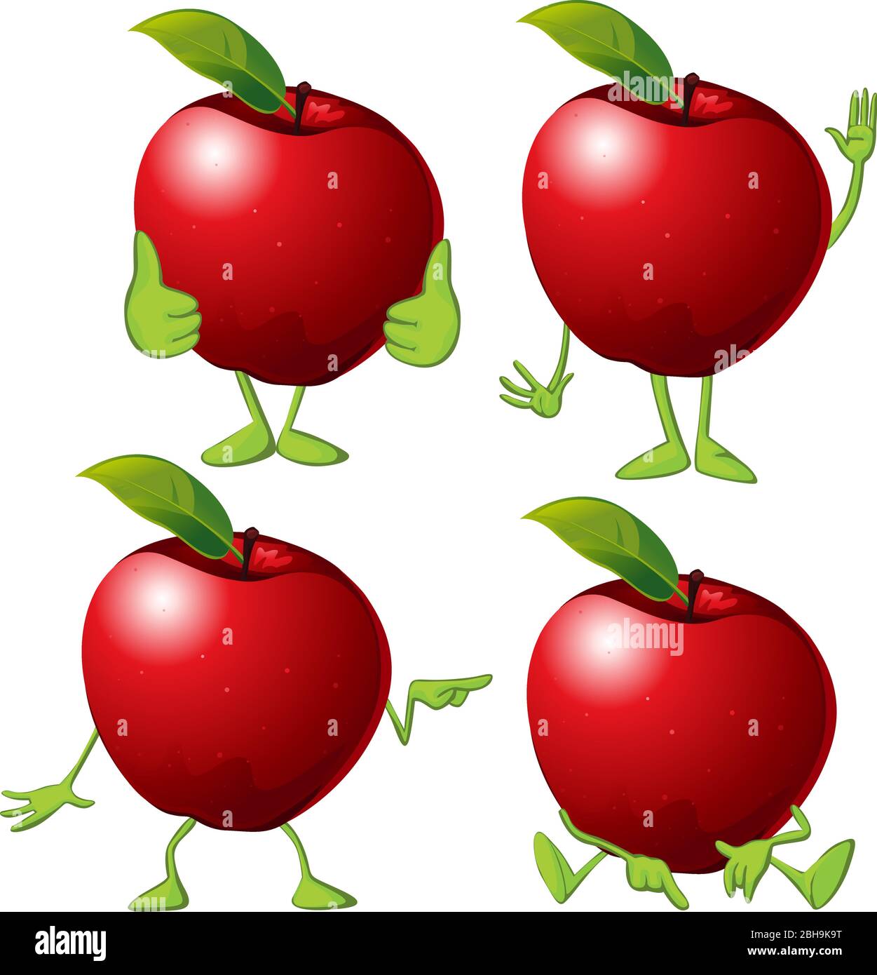 Red apple with hands an legs - vector cartoon illustration Stock Vector ...