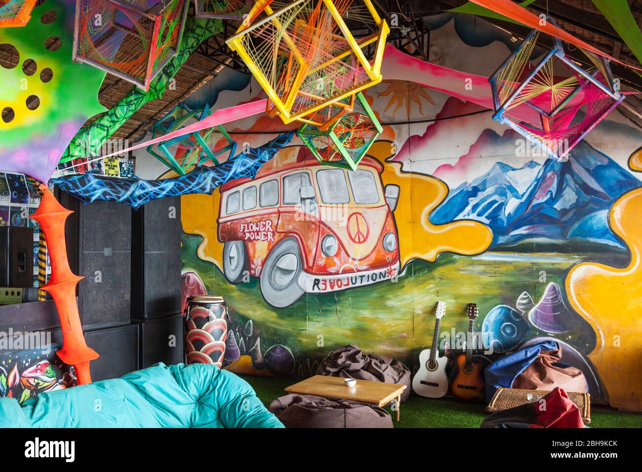 Cambodia, Sihanoukville, Otres Beach, beach bar, Graffiti Stock Photo ...