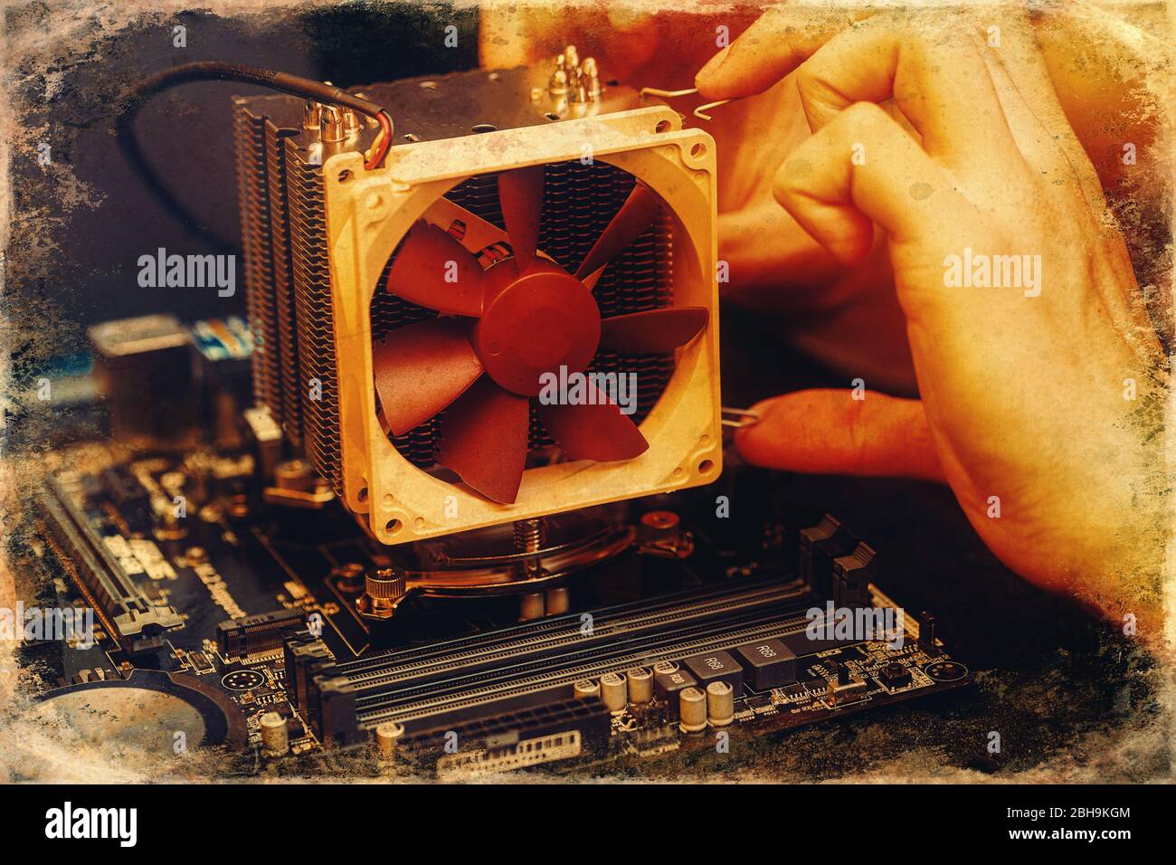 Repairman repairs the computer, Removing the computer motherboard Stock ...