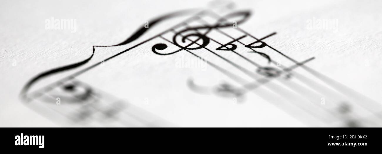 UNRECOGNIZABLE musical notes printed on paper sheet Stock Photo - Alamy