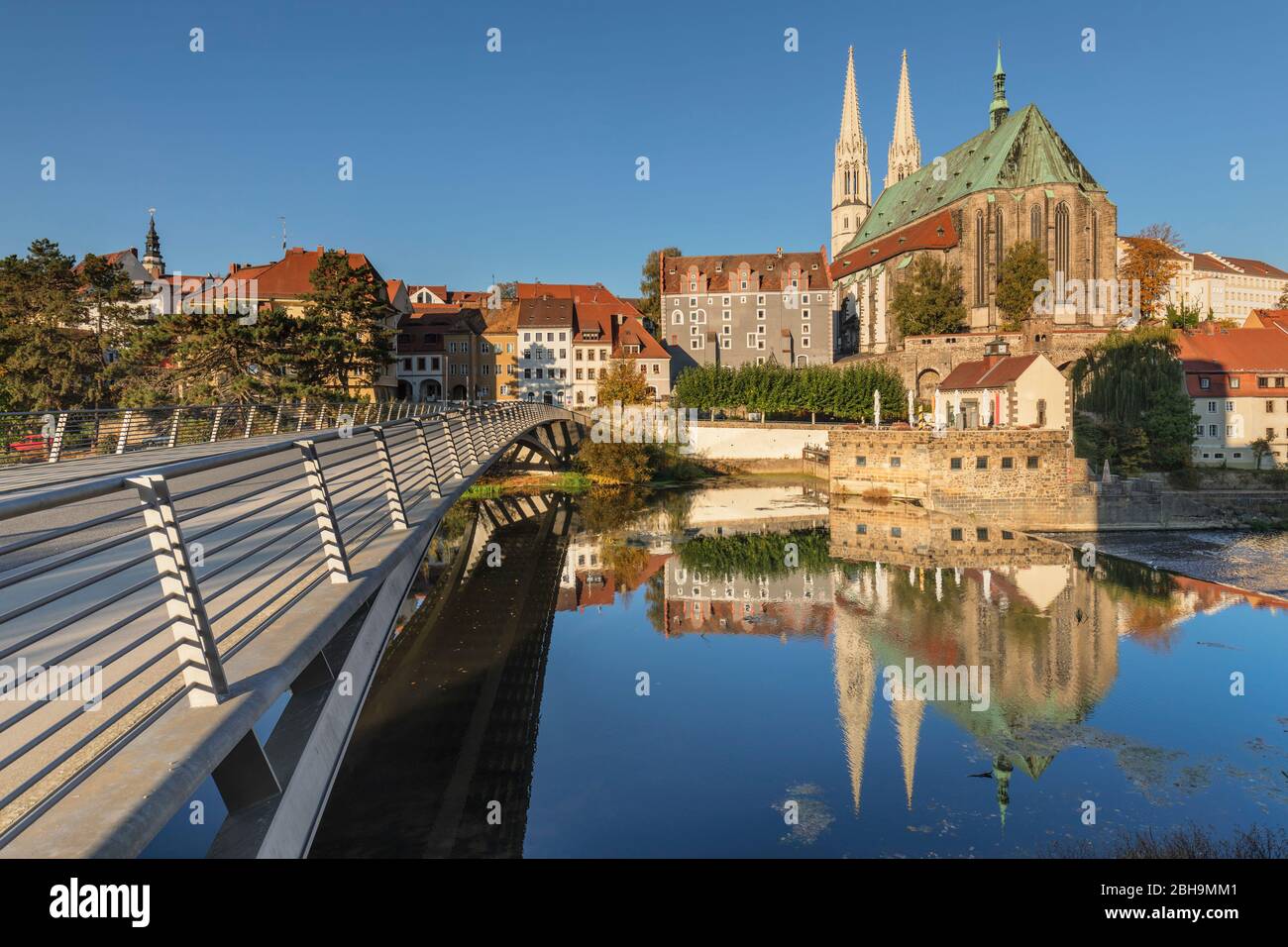Old Town Bridge over the River Neisse to the Old Town with St. Peter ...