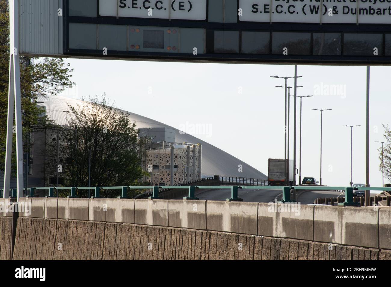 A low angle shot of the Clydeside Expressway and SSE Hydro Stock Photo ...