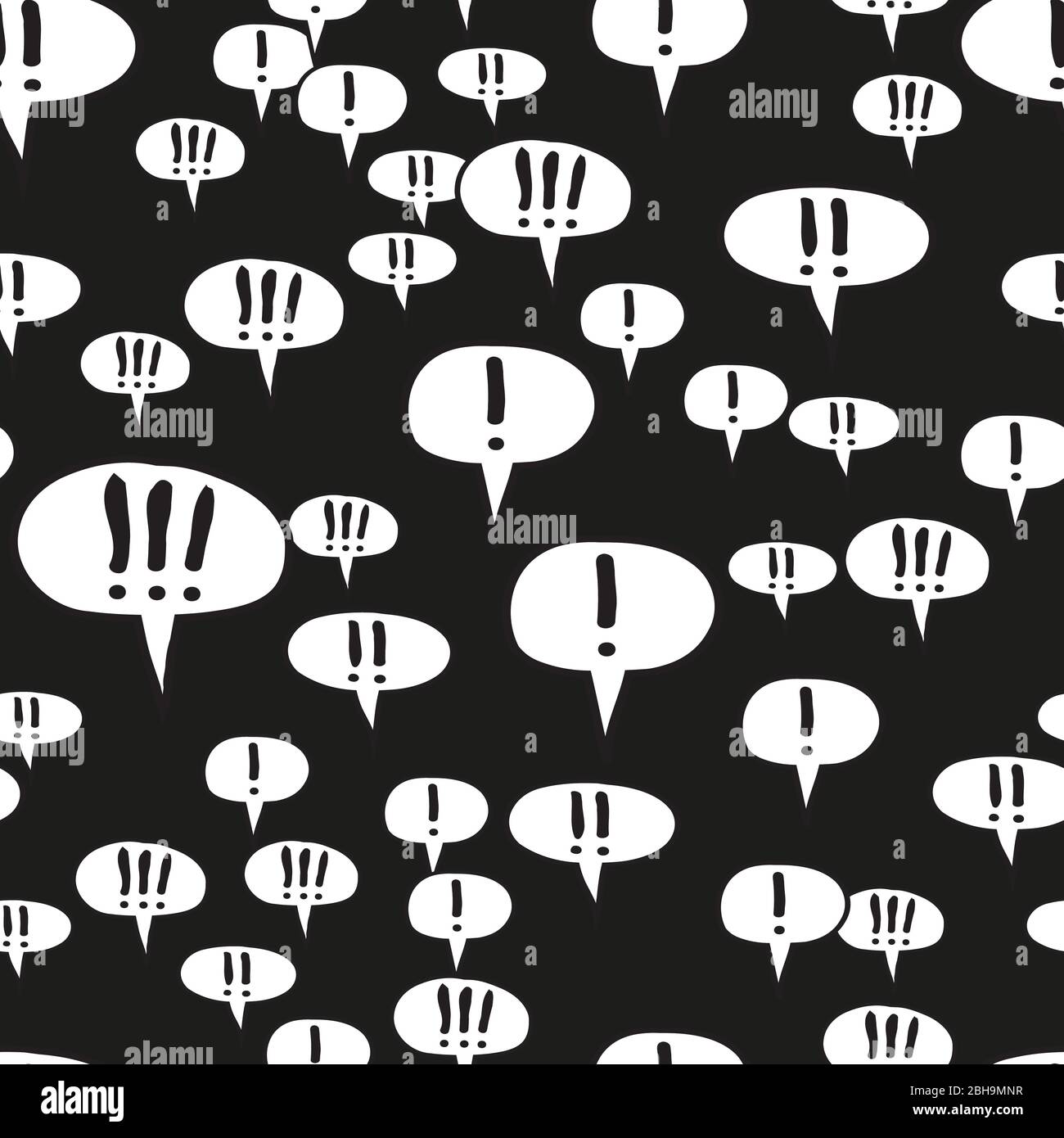 Exclamation Mark Comic Speech Bubble Seamless Pattern on Black Stock ...