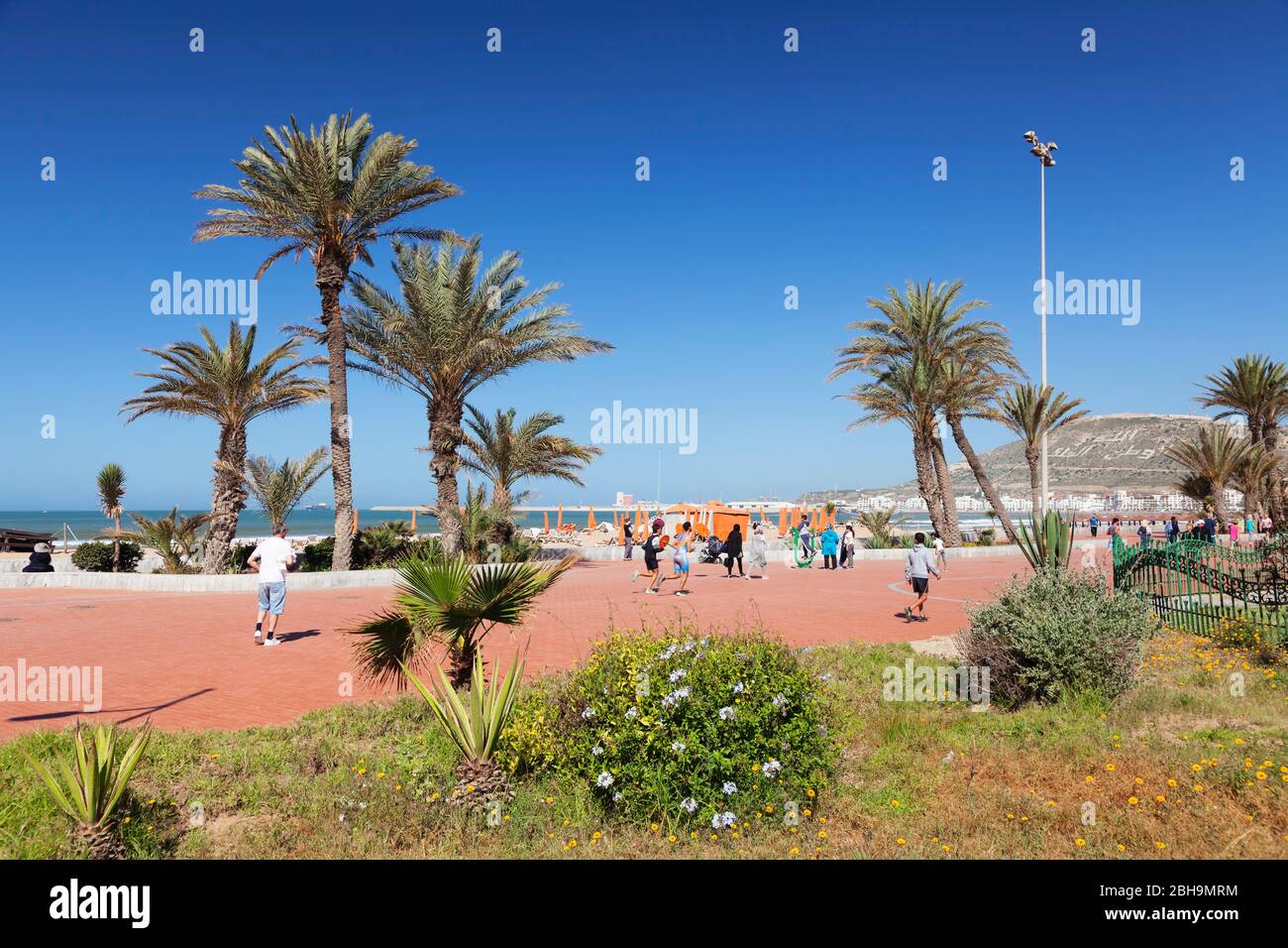 Promenade on the beach of Agadir, Al-Magreb, Morocco, Africa Stock ...