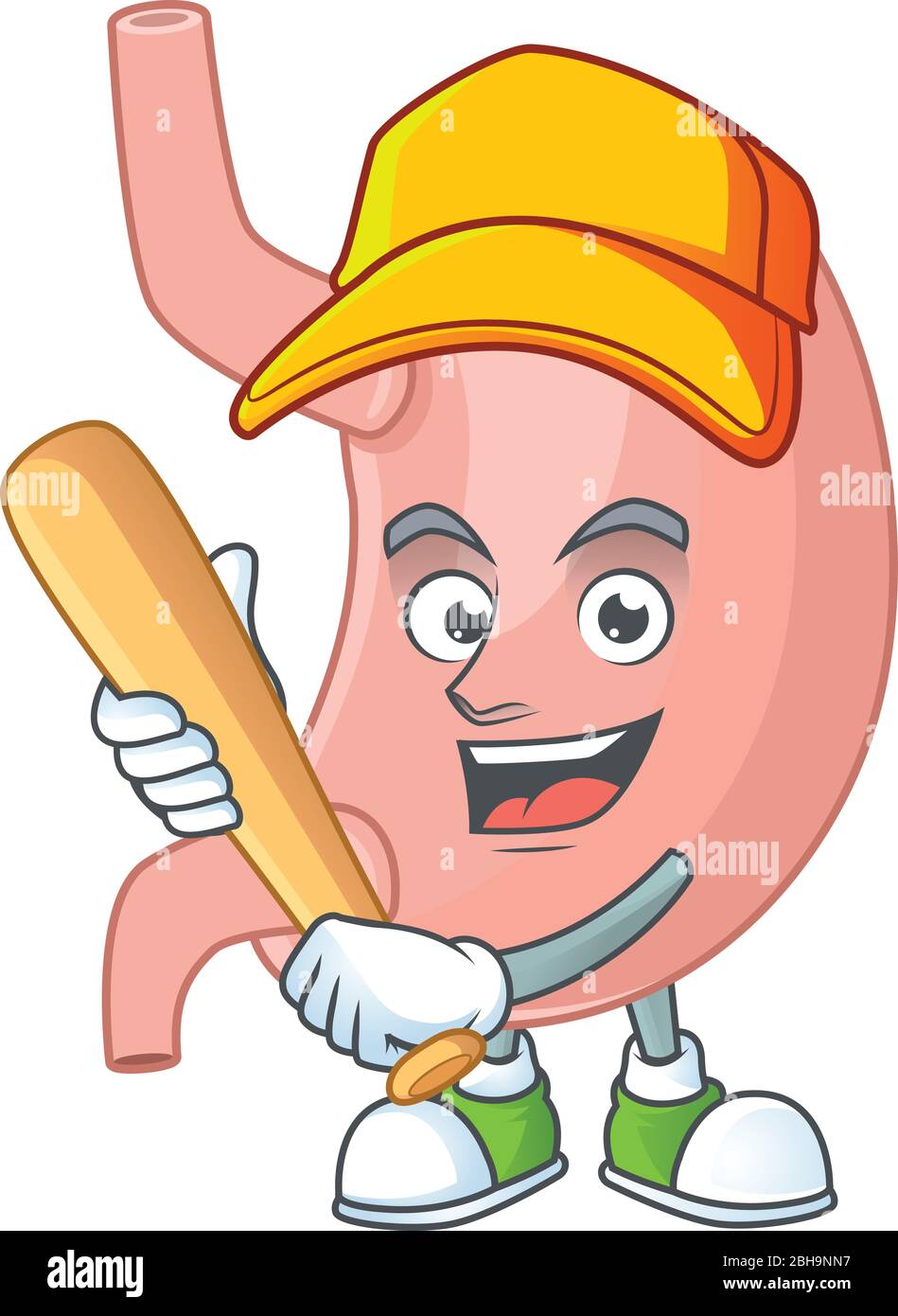 Stomach cartoon design concept of hold baseball stick Stock Vector ...