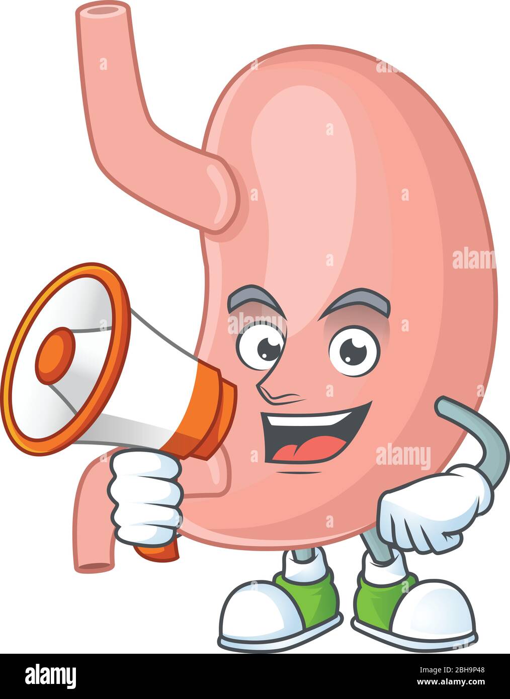 A picture of stomach cartoon design style speaking on a megaphone Stock ...