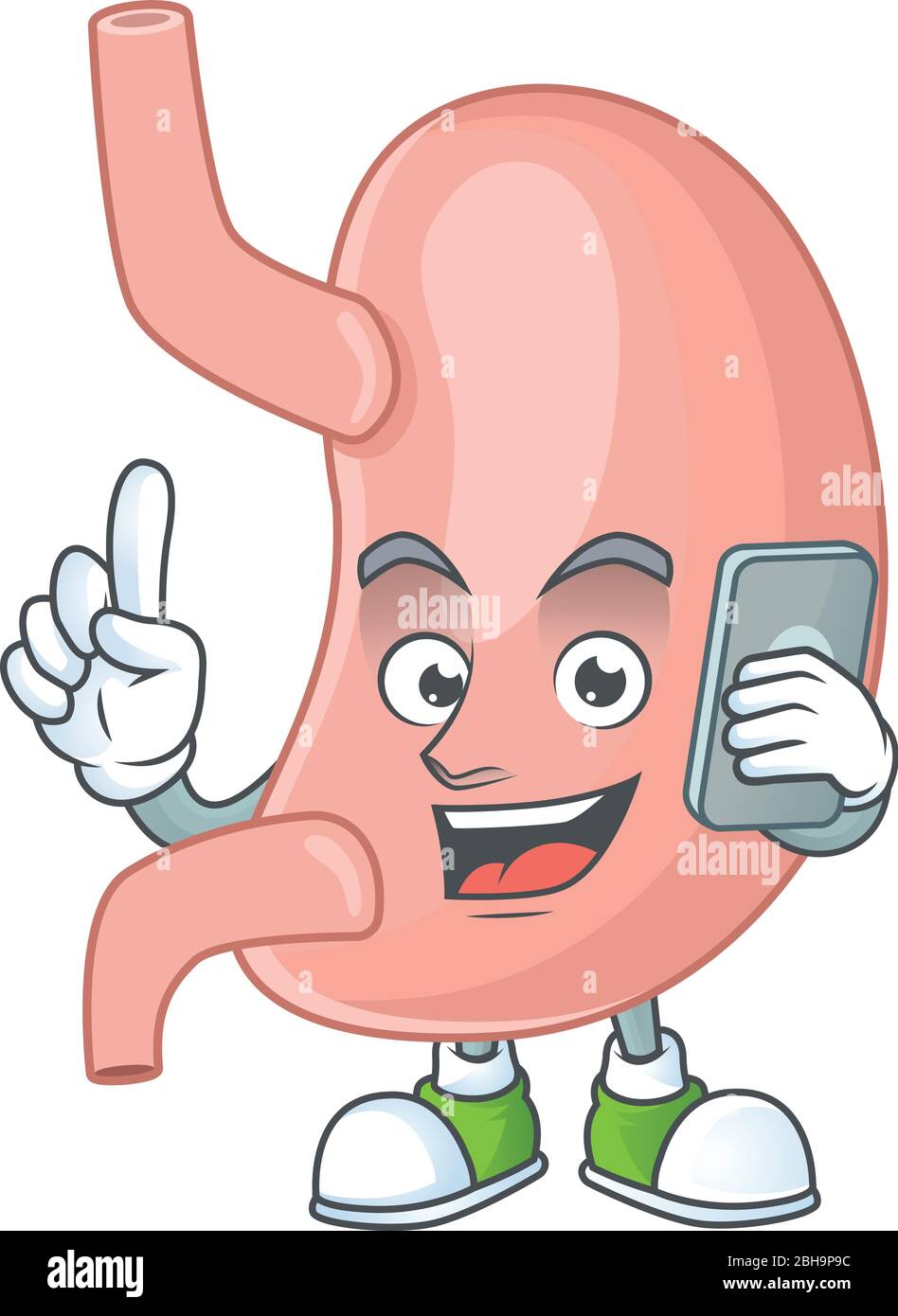 Cartoon design concept of stomach talking on phone Stock Vector Image ...
