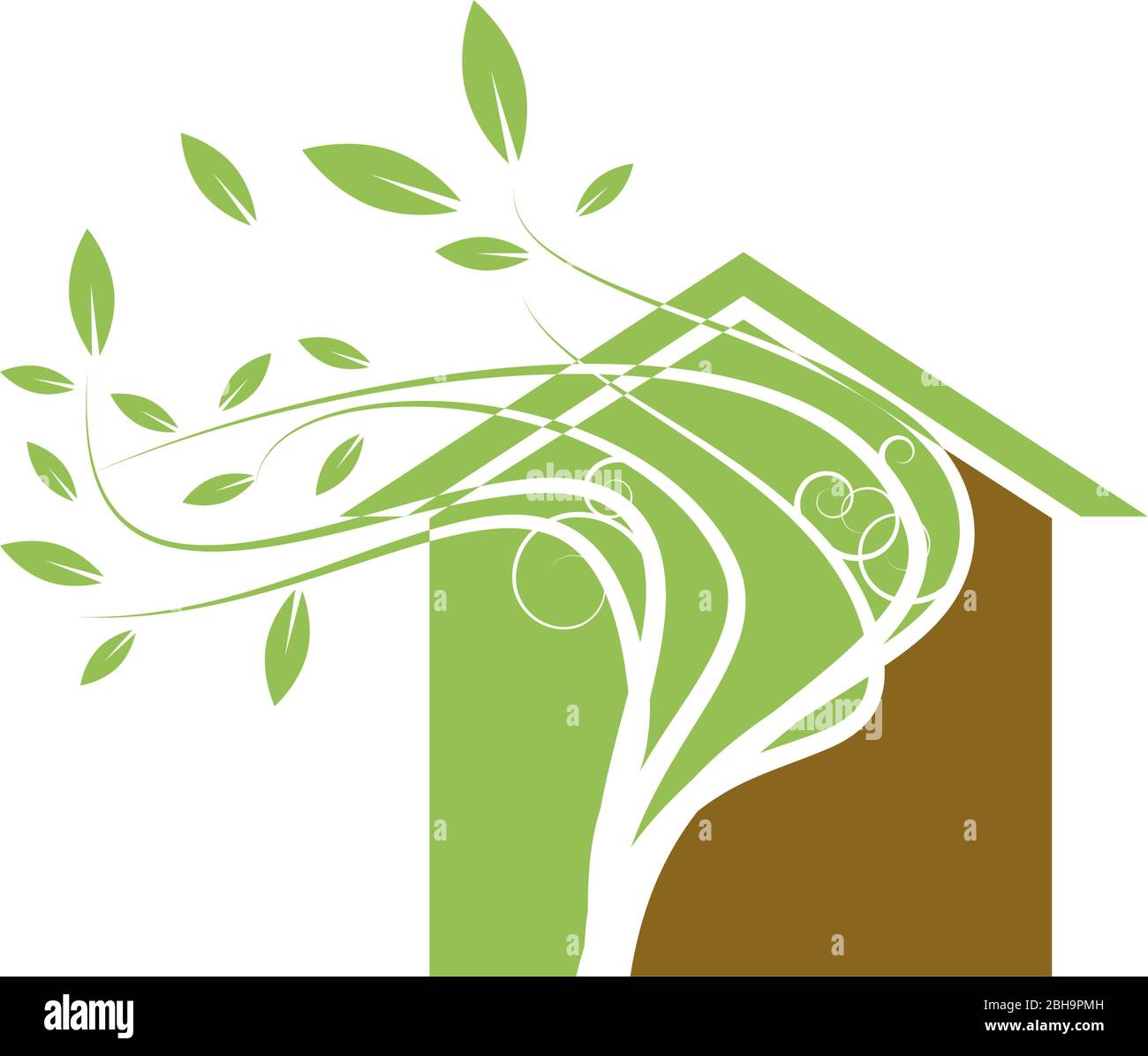 Vector sign eco house, tree inside home Stock Vector Image & Art - Alamy