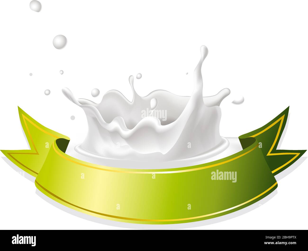 milk splash with green ribbon vector illustration Stock Vector Image ...