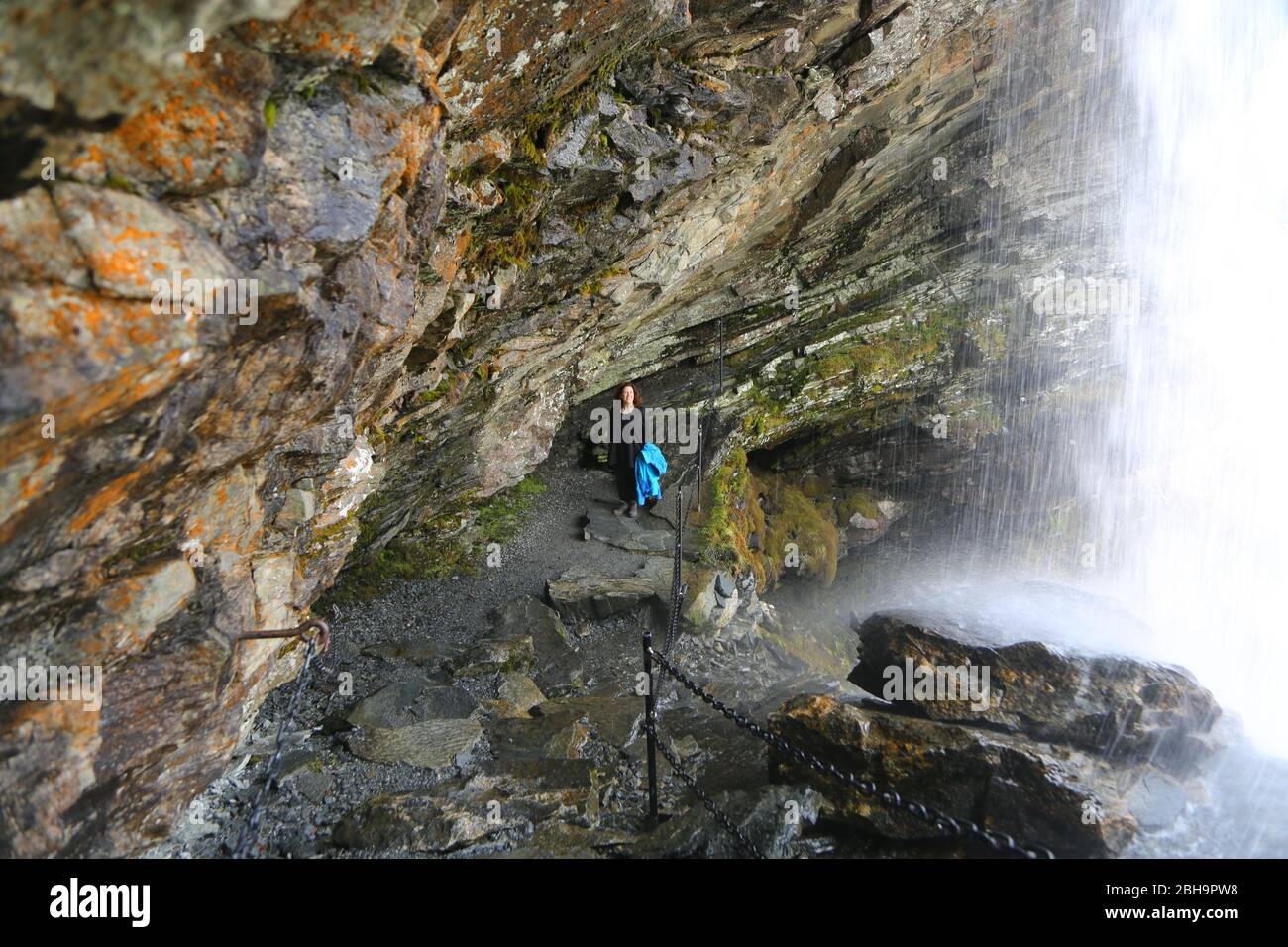 Behind a waterfall Stock Photo - Alamy