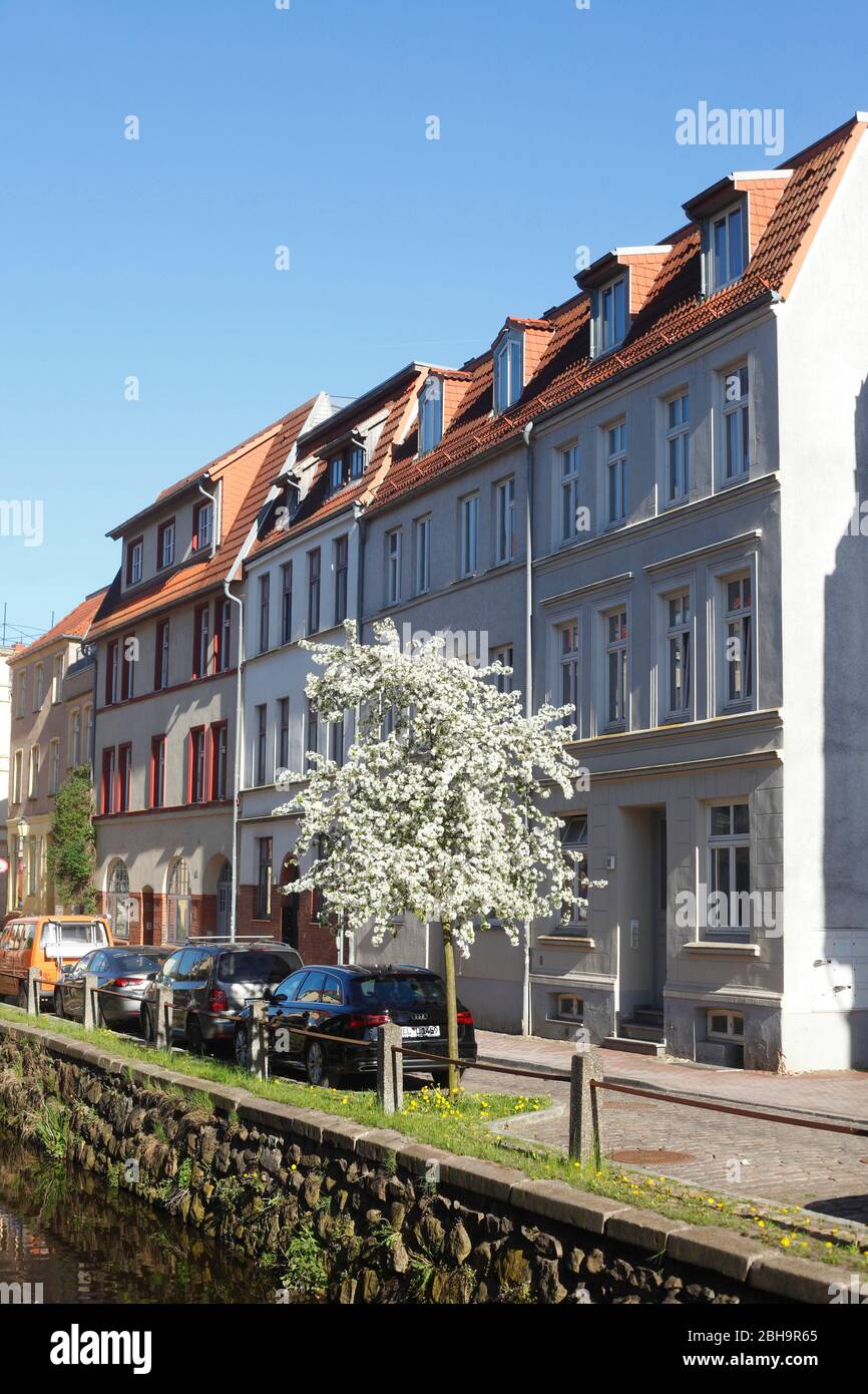 Residential building at the watercourse Grube, Wismar, Mecklenburg ...