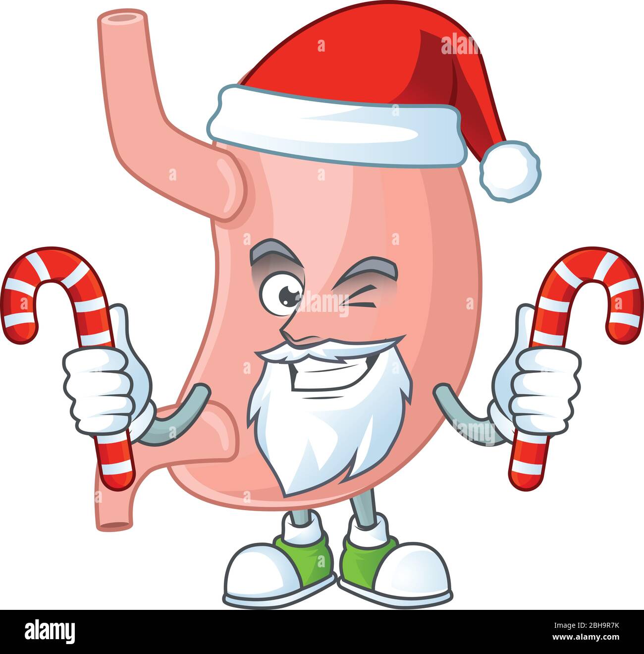Stomach humble Santa Cartoon character having candies Stock Vector ...