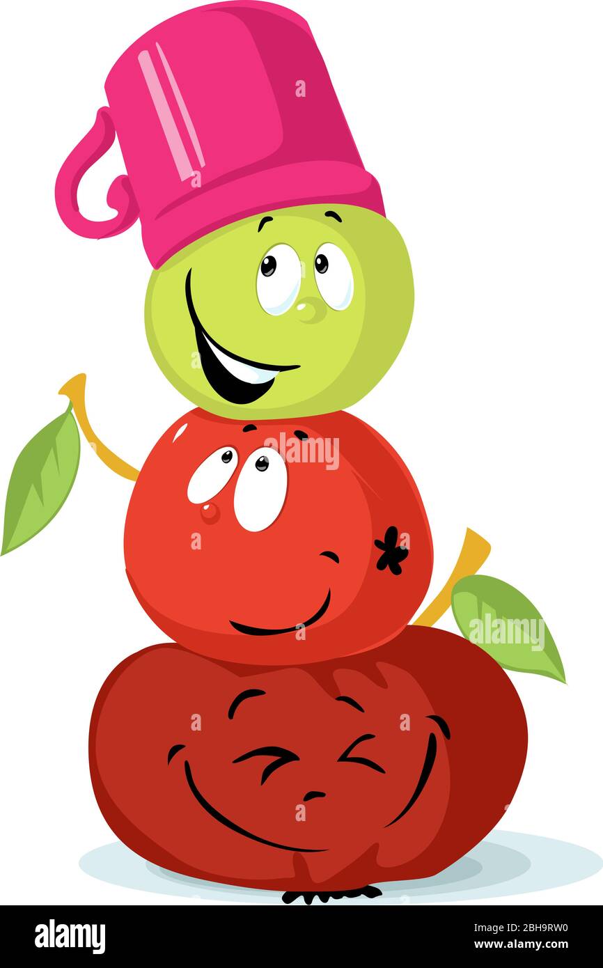 Apple Snowman Character Cute fruit Cartoon - Snowman Built from Apples ...