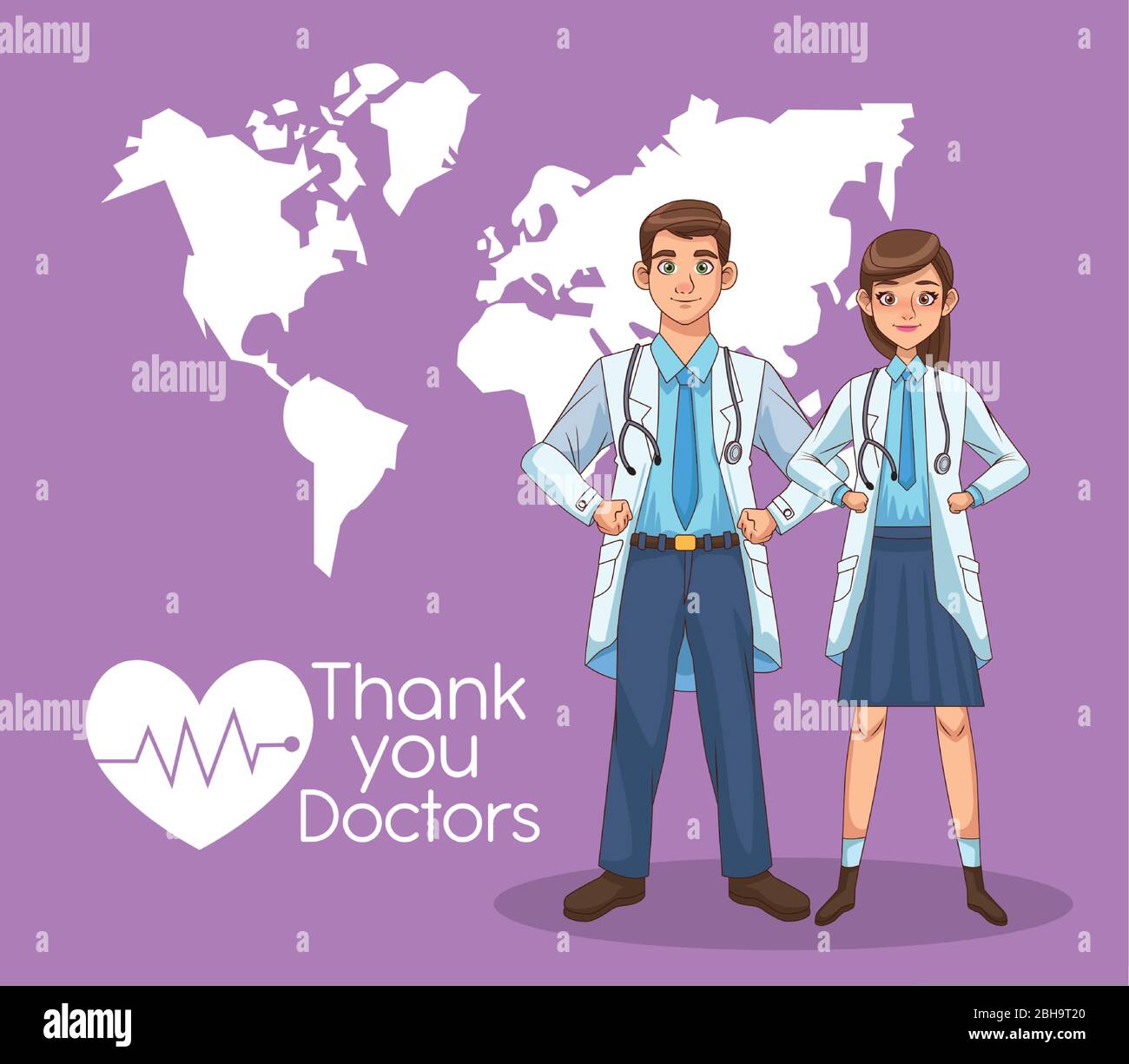 professionals doctors couple avatars characters Stock Vector Image ...