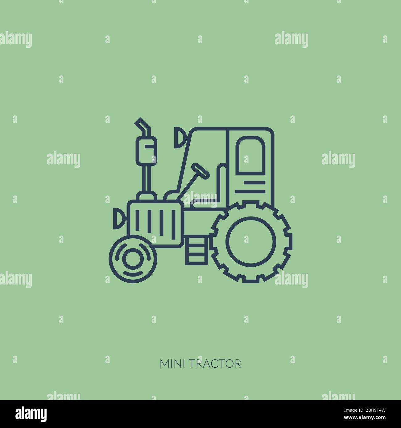 Vector outline icon of home farming and gardening - mini tractor Stock ...