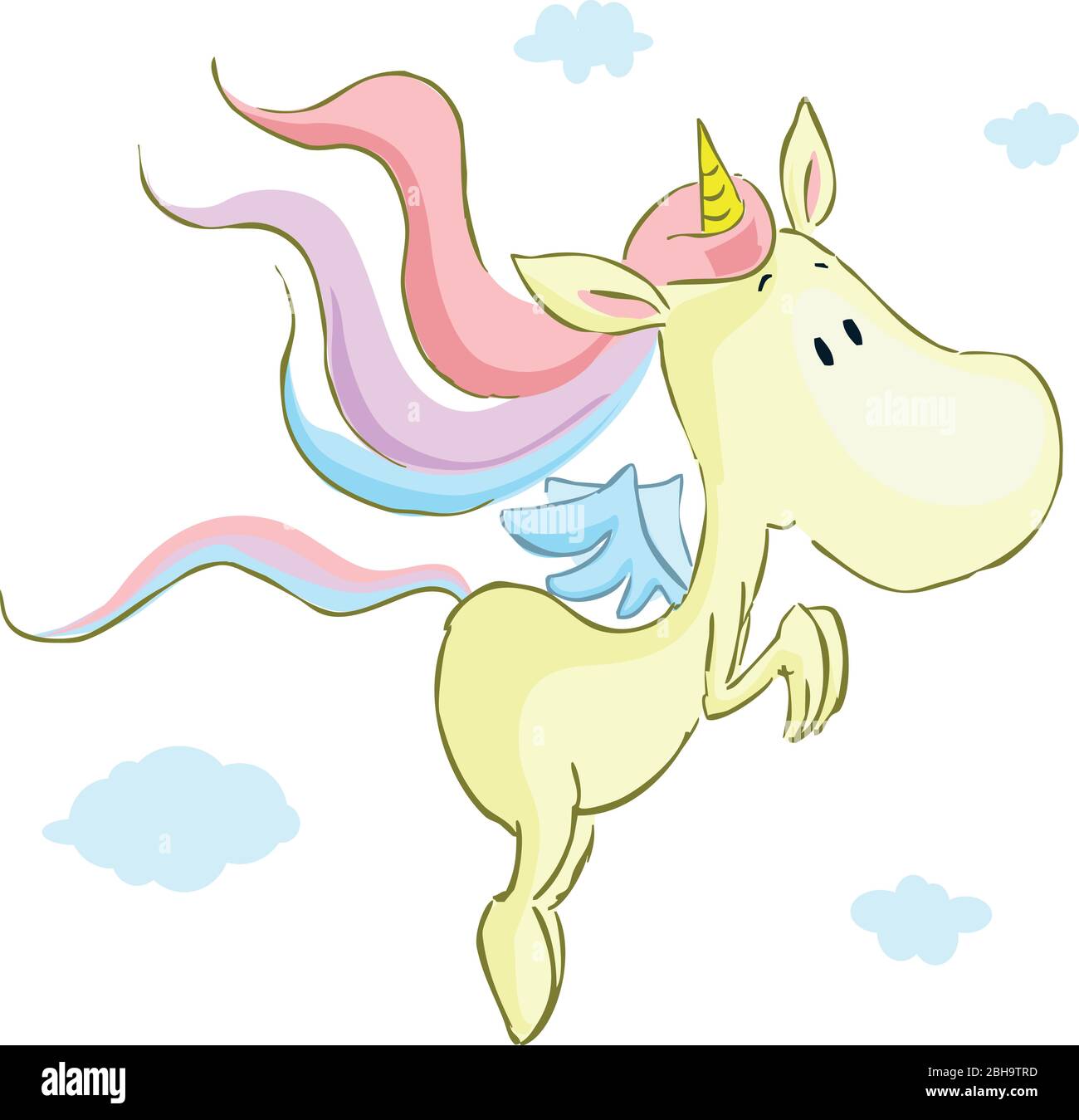 Flying Cute Unicorn - Vector Illustration Stock Vector Image & Art - Alamy