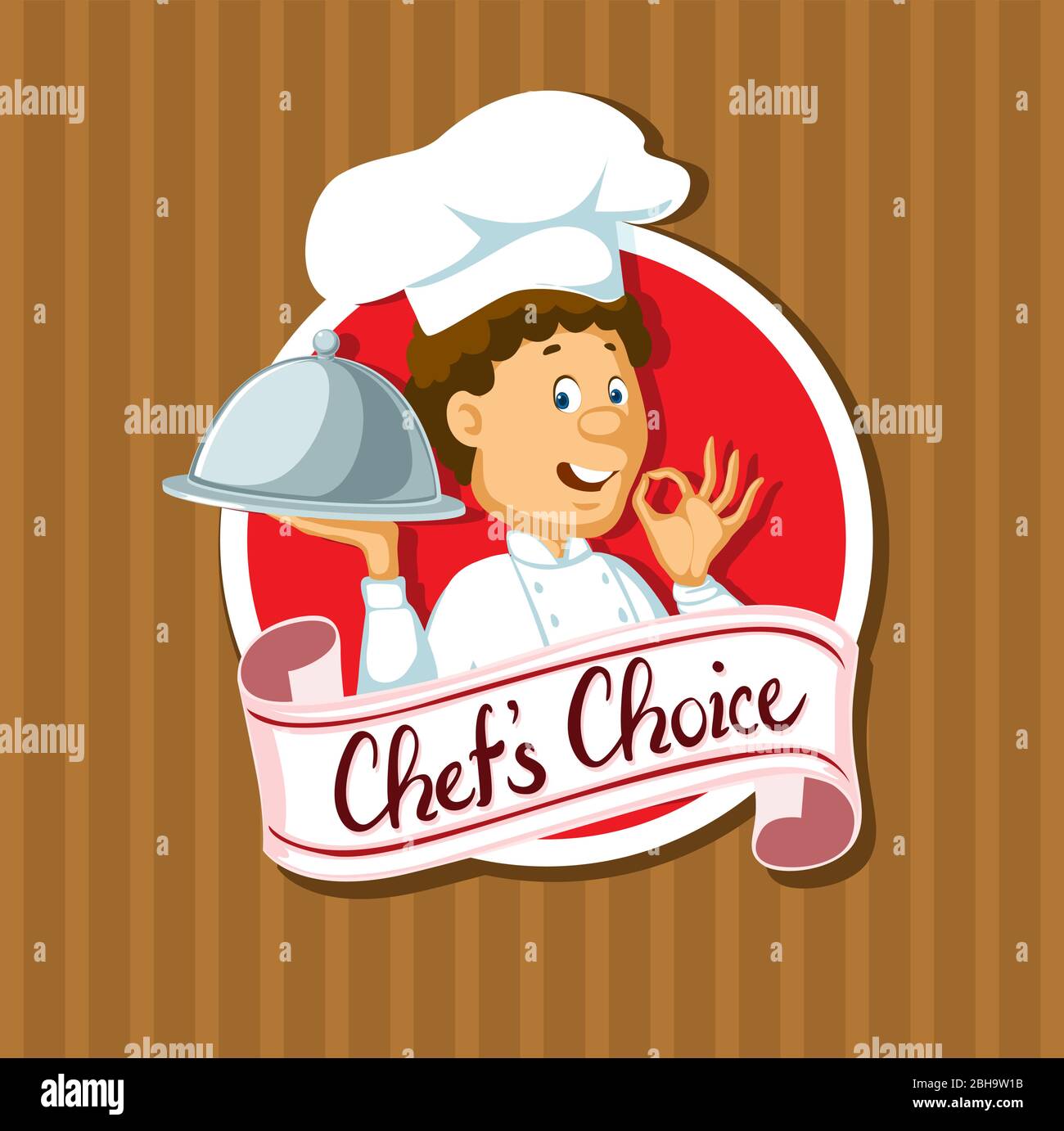chef choice label with silver tray flat design - vector illustration ...