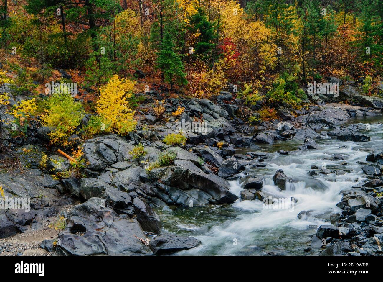 View of wavy river on mountains, Leavenworth, Washington, USA Stock ...