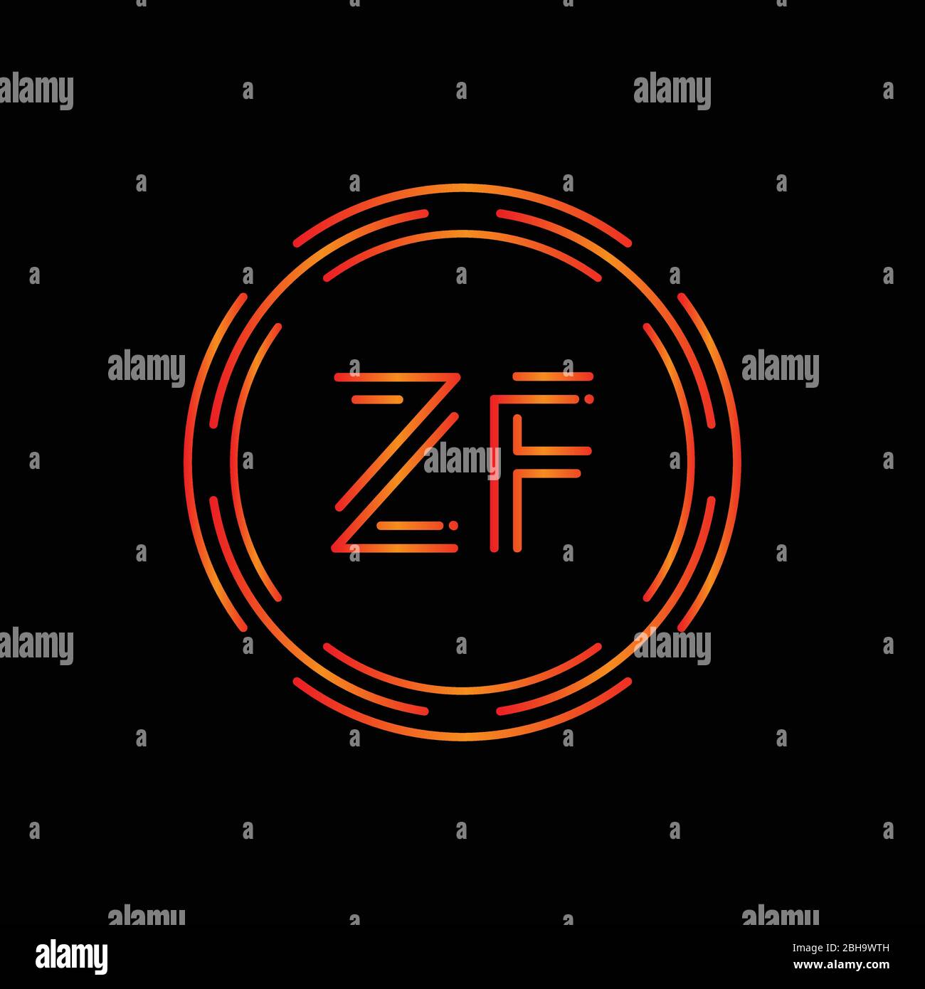 Initial ZF Logo Design Vector Template. Digital Circle Letter ZF Business Logo Vector ...