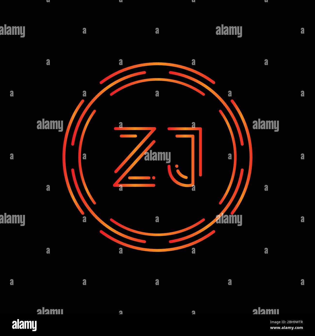 Initial ZJ Logo Design Vector Template. Digital Circle Letter ZJ ...